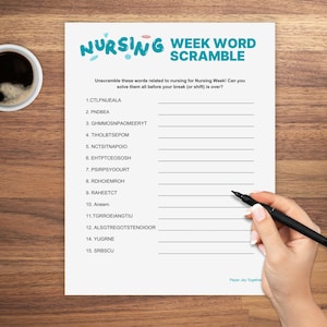 Nursing Week Word Scramble: Staff Appreciation Game (printable) - Etsy