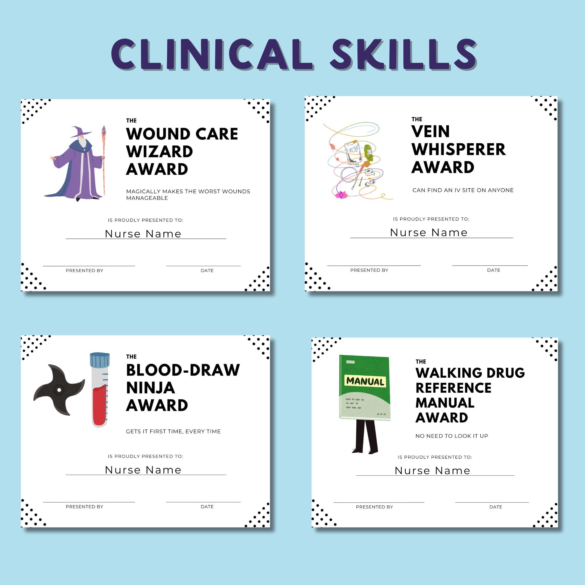 Funny Nurse Award Certificates: 60 Printable Awards (canva Template) - Etsy