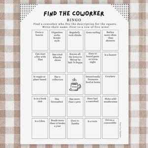 Editable Find the Coworker Bingo Game | Office Icebreaker Game | Edit ...