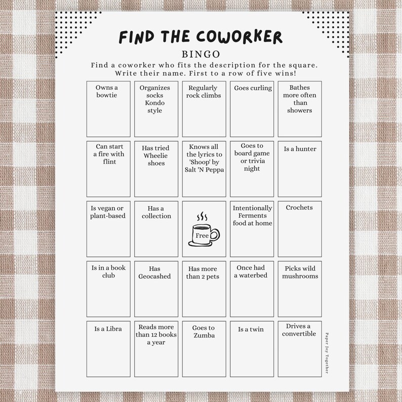 Editable Find the Coworker Bingo Game | Office Icebreaker Game | Edit ...