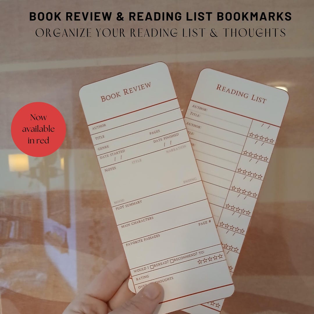 Book Review & Reading List Bookmark Set – Printable Book Club Companion ...