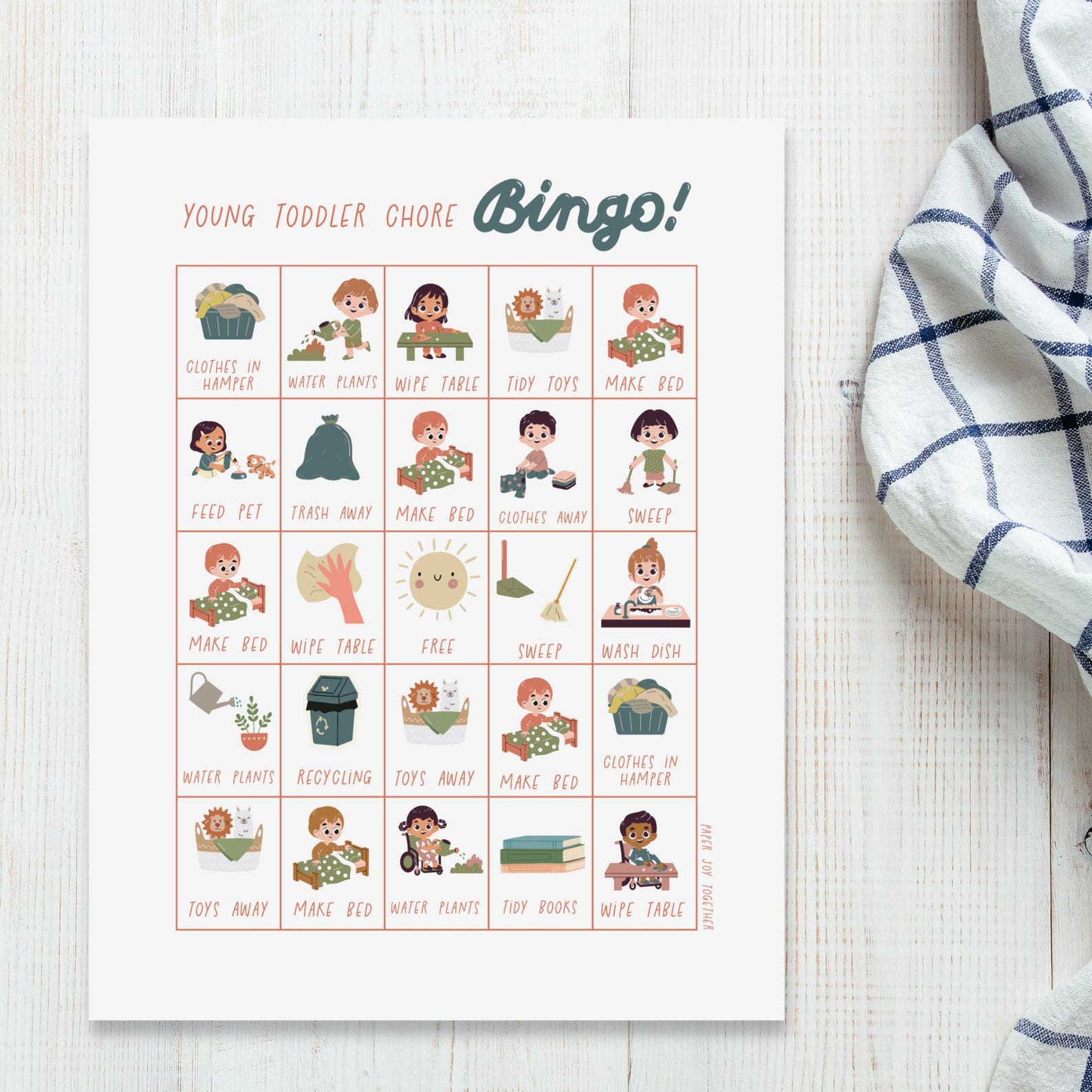 Toddler Chore Chart - Chore Bingo Printable Chart | Make Chores Fun - Etsy