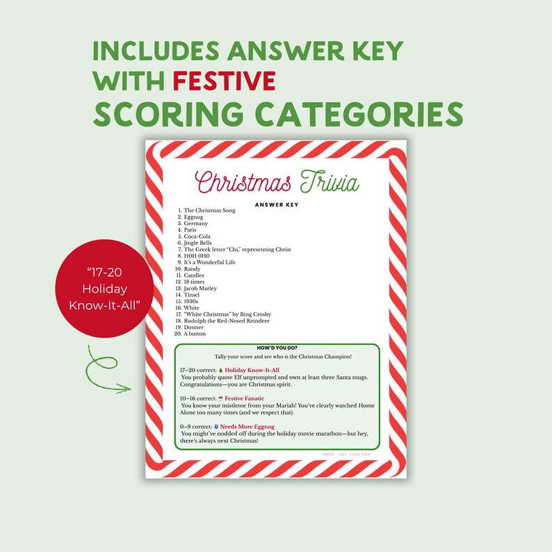 Christmas Trivia Game | Holiday Party Quiz for Families, Office ...