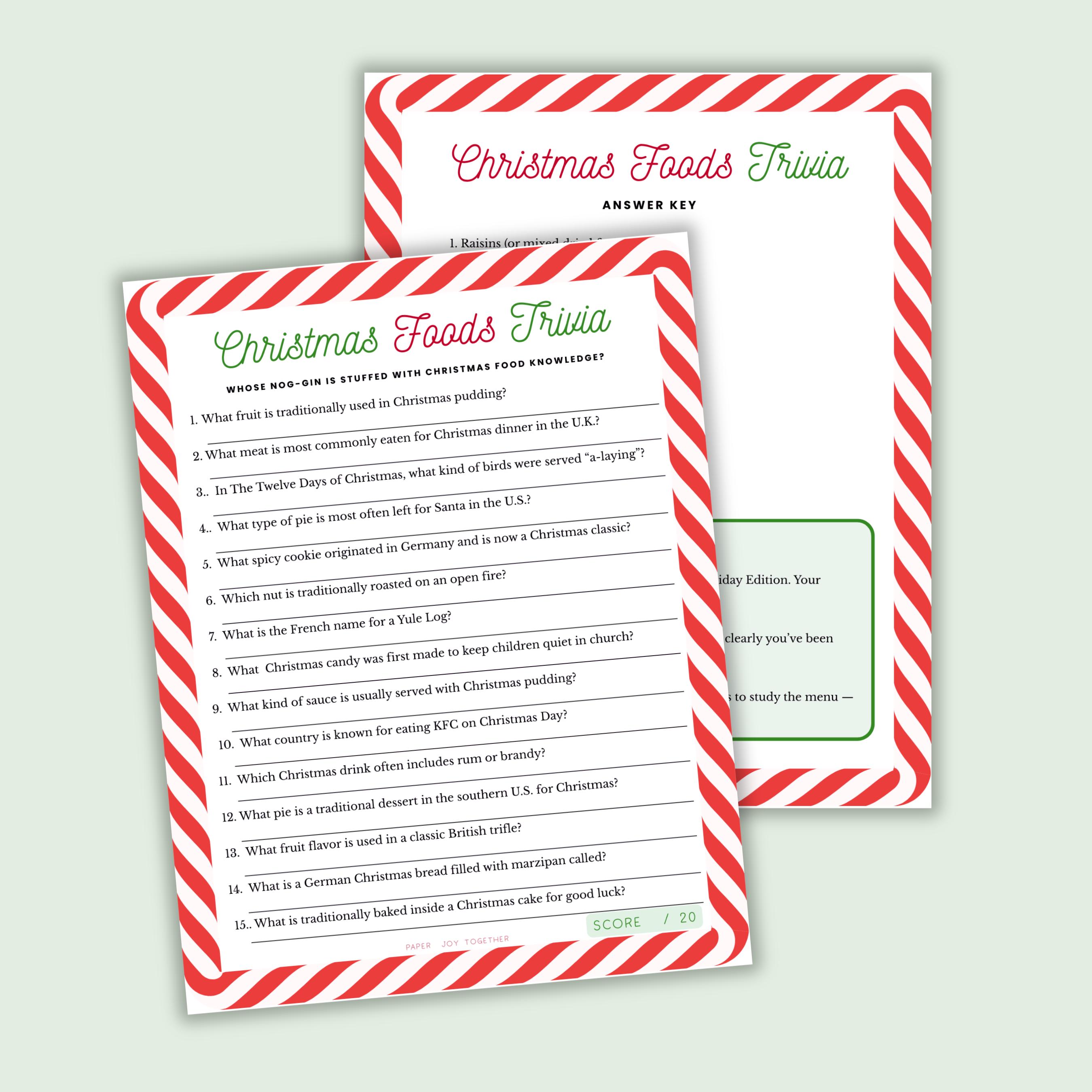 Christmas Foods Trivia Game | Christmas Party Game | Holiday Food Quiz ...