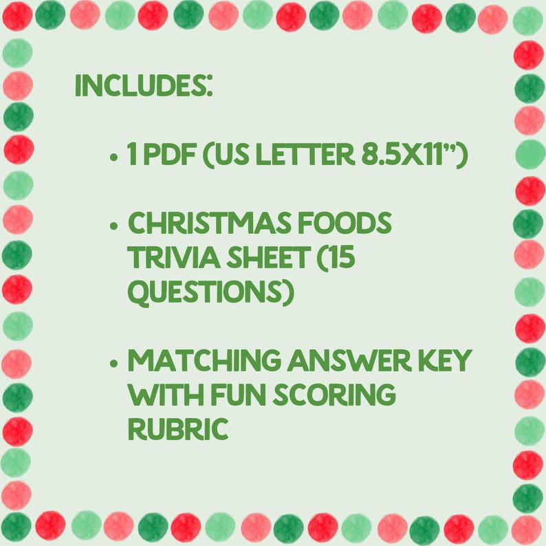 Christmas Foods Trivia Game | Christmas Party Game | Holiday Food Quiz ...