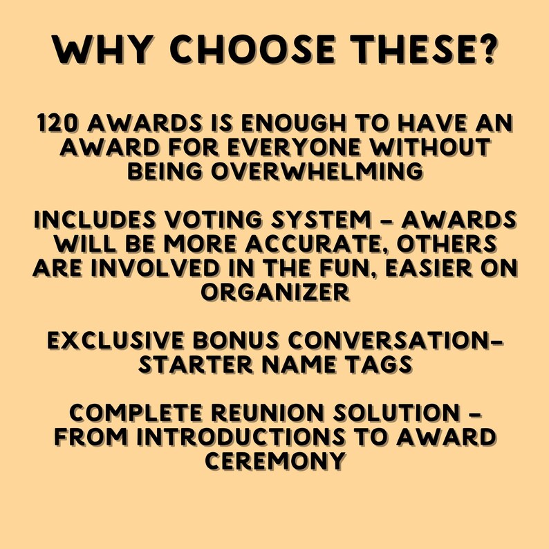 120 Family Reunion Awards + Voting Sheet + Bonus Name Tags | Complete ...