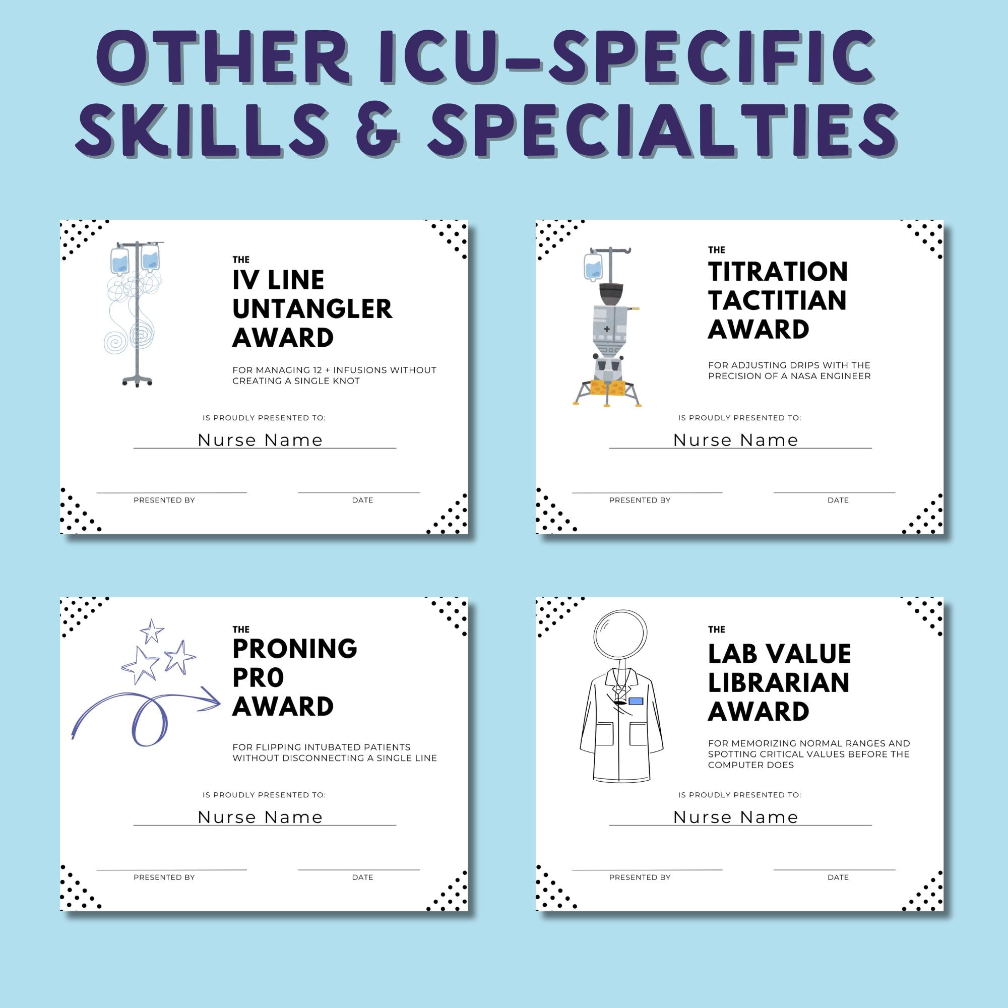 ICU Nurse Awards: 15 Funny Printable Recognition Certificates (digital ...