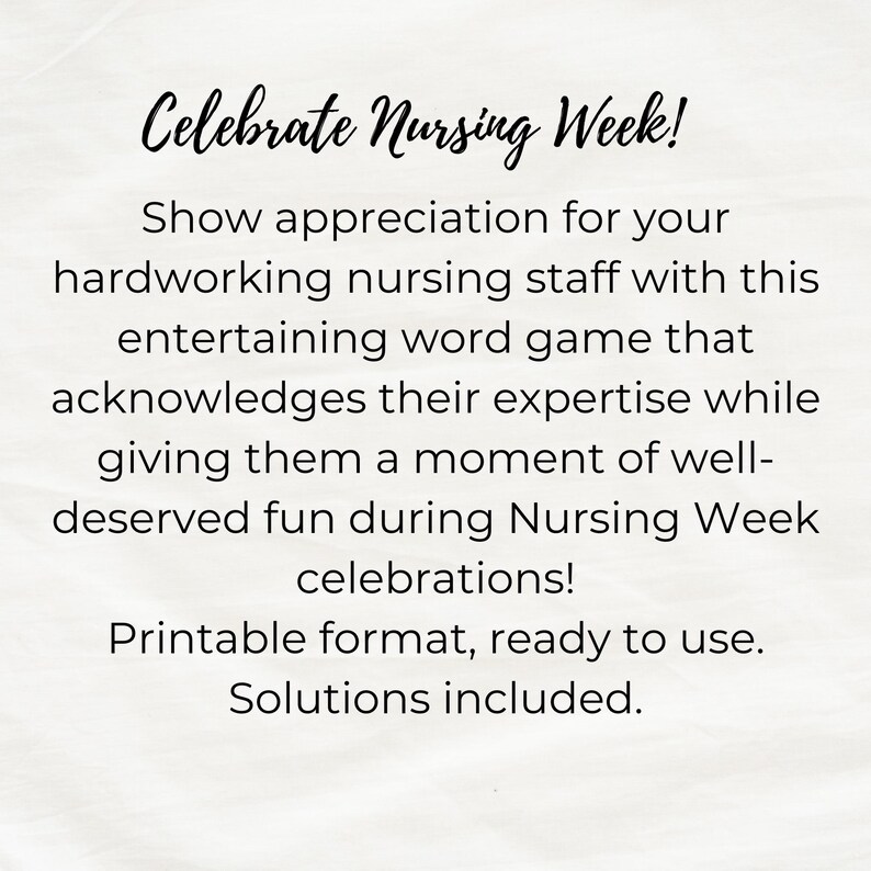 Nursing Week Word Scramble: Staff Appreciation Game (printable) - Etsy