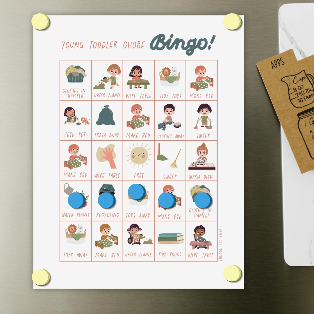 Toddler Chore Chart - Chore Bingo Printable Chart | Make Chores Fun - Etsy