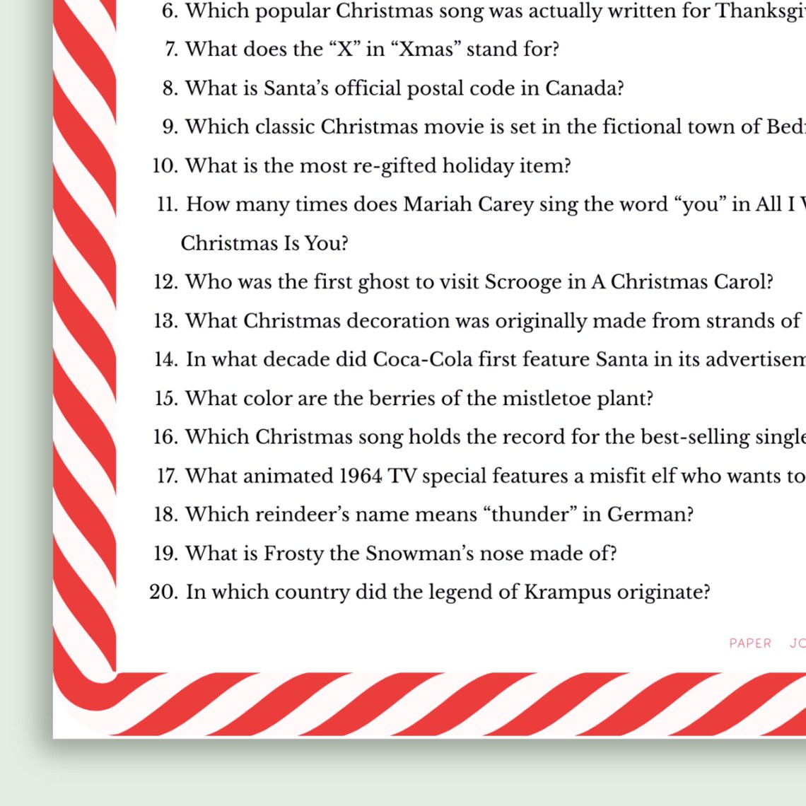 Christmas Trivia Game | Holiday Party Quiz for Families, Office ...