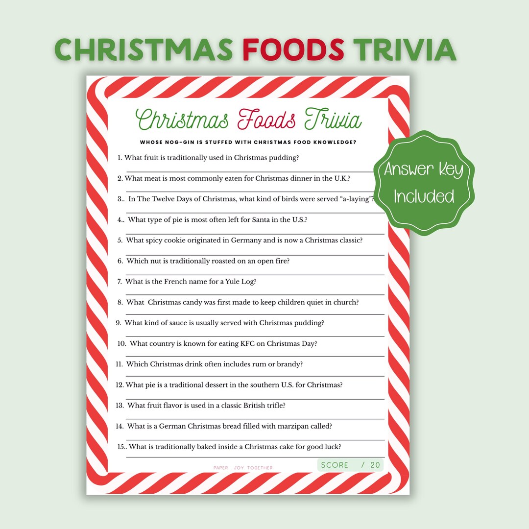 Christmas Foods Trivia Game | Christmas Party Game | Holiday Food Quiz ...