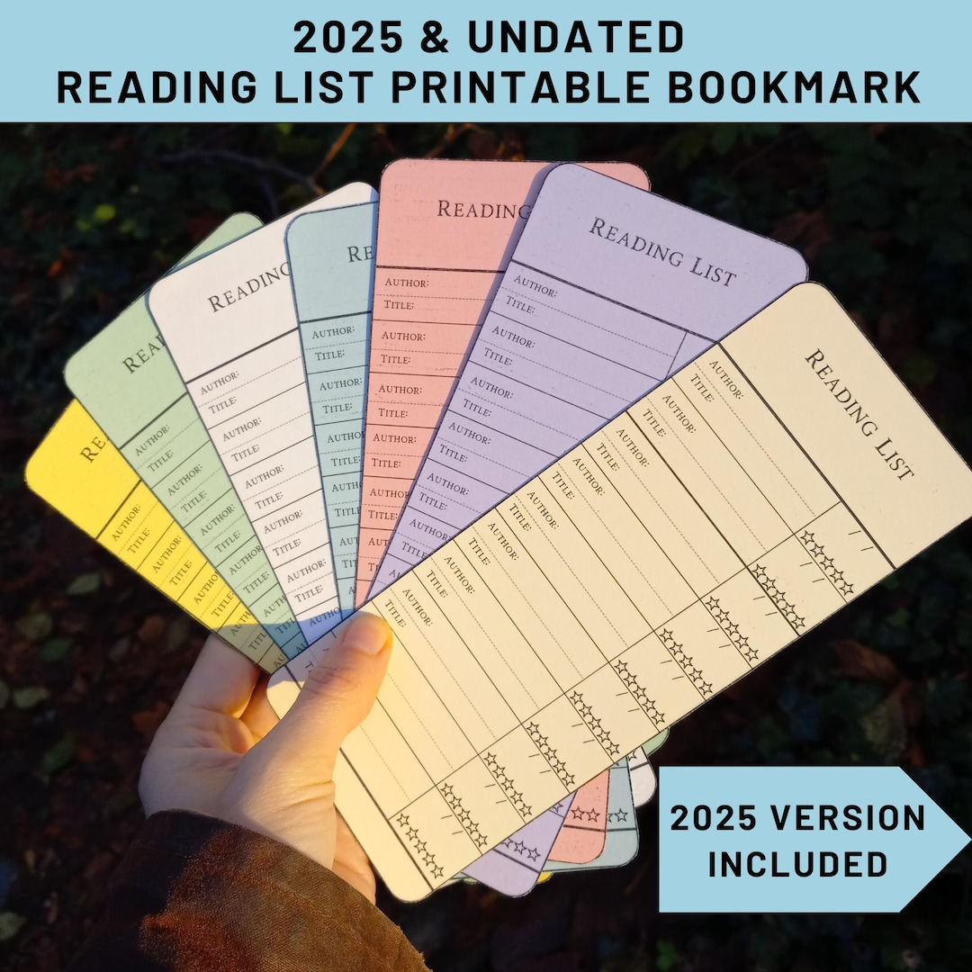 2025 & Undated Reading List Bookmark: Printable Book Tracker Set - Etsy