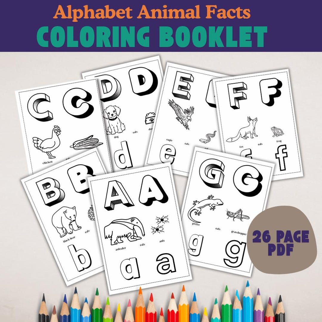 Fun Alphabet ABC Animal Facts Coloring Pages 26 PDF Printable for Kids ...