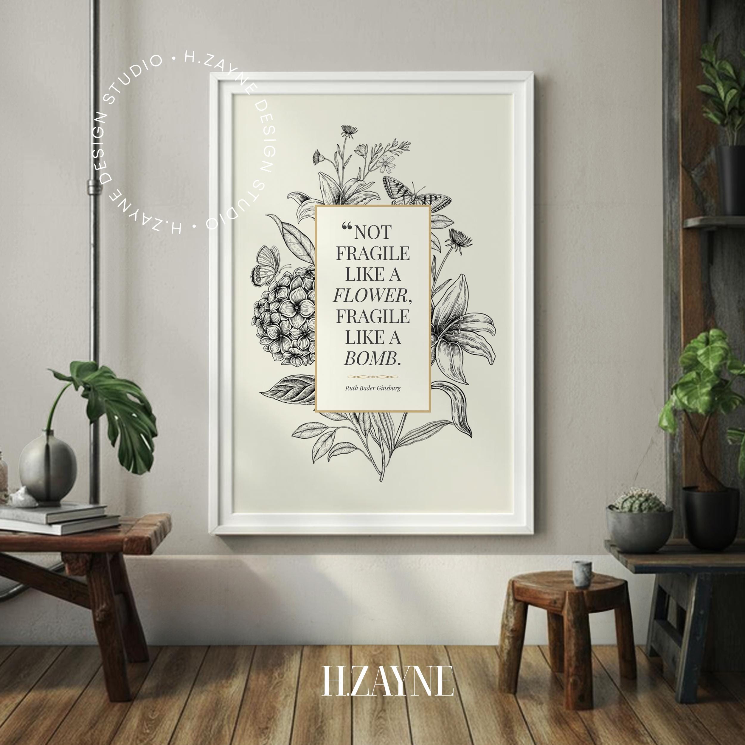 RBG Poster “not Fragile Like a Flower, Fragile Like a Bomb" Famous ...