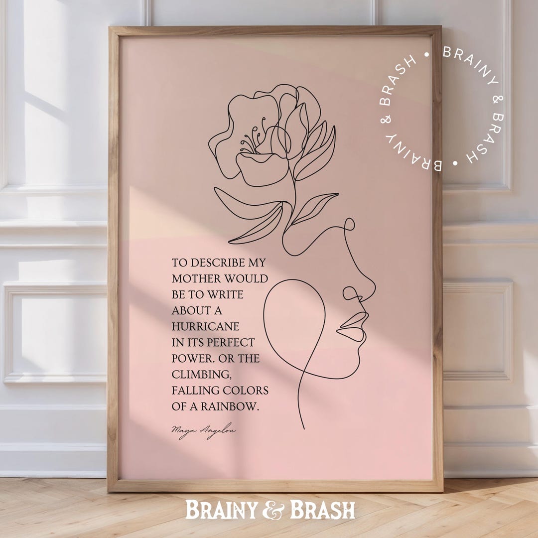 Maya Angelou Book Quote Art - Minimalistic Mothers Day Gift, Book ...