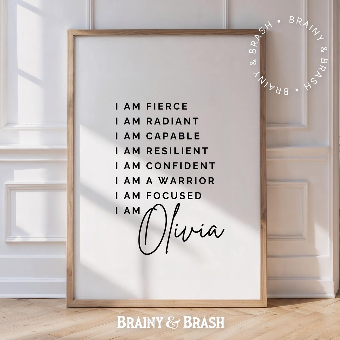 Custom Name Modern Empowering Poster, Inspirational Wall Art ...