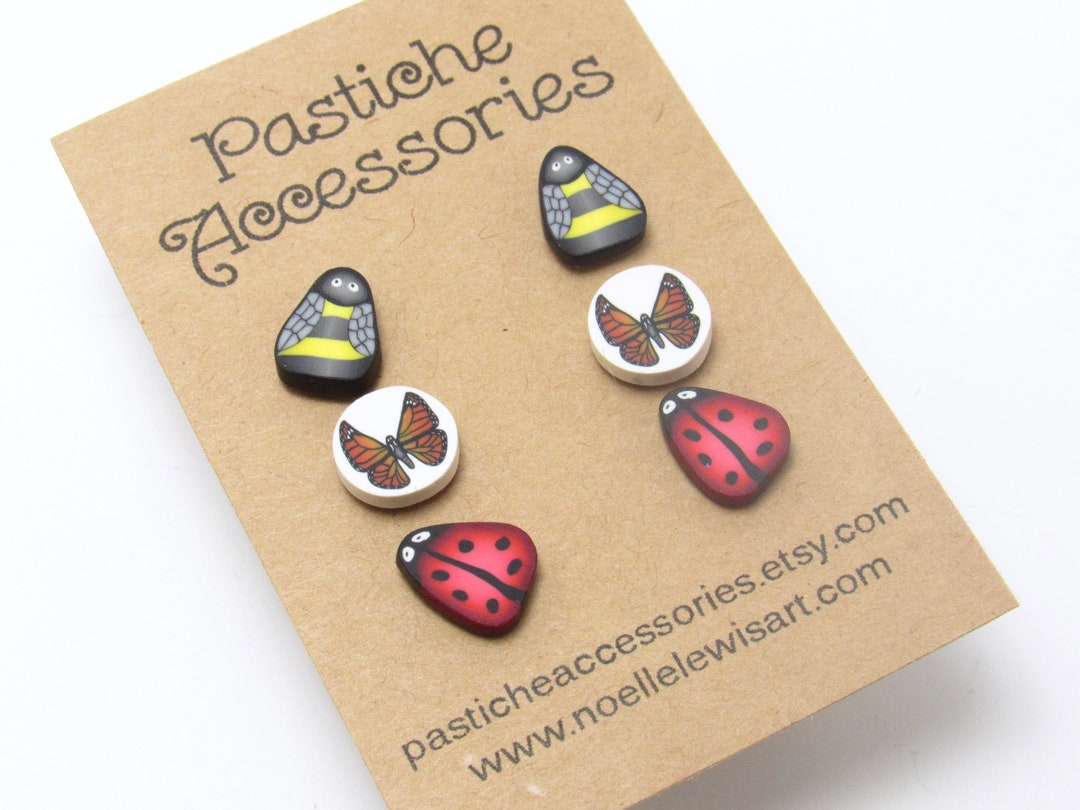 Bug Stud Earrings Insect Post Earrings Bumblebee Butterfly - Etsy