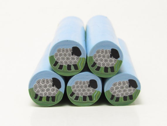 Suffolk Sheep Cane Raw Unbaked Polymer Clay Blue Green Gray | Etsy