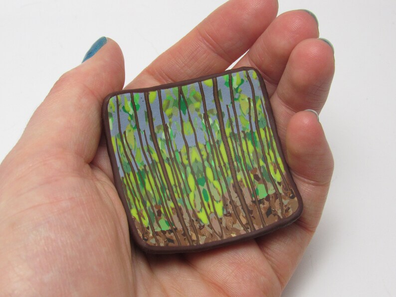 Forest Trinket Dish Tree Ring Bowl Landscape Scene Blue - Etsy