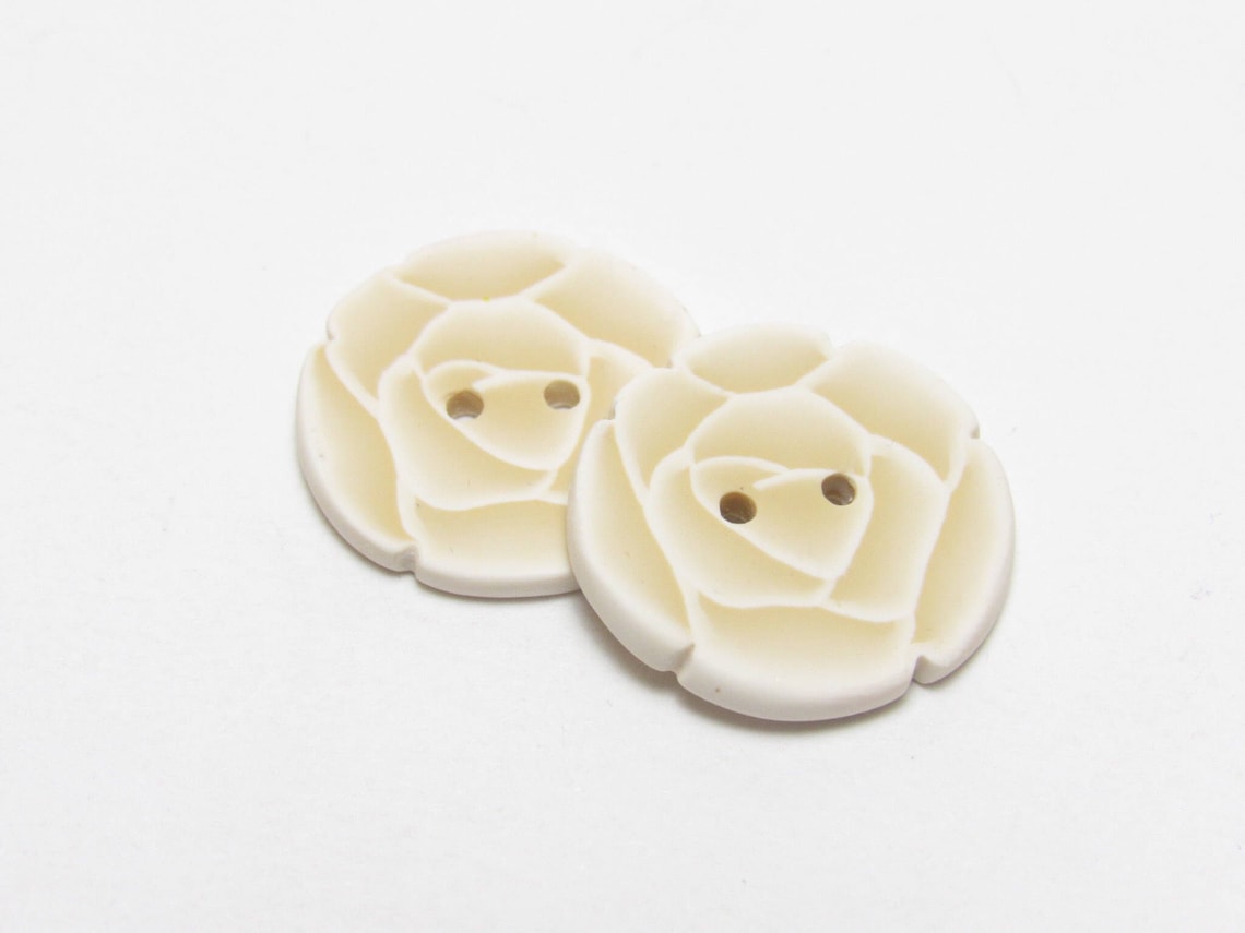 Handmade Rose Buttons Flower Buttons White Pink Red Polymer | Etsy