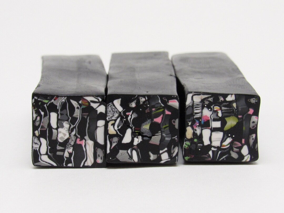 Black & White Stroppel Cane, Abstract Mosaic, Raw Unbaked Polymer Clay ...