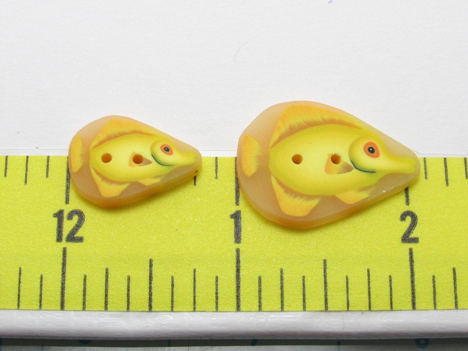 Angelfish Buttons, Yellow Tropical Fish, Polymer Clay Cane, Handmade ...