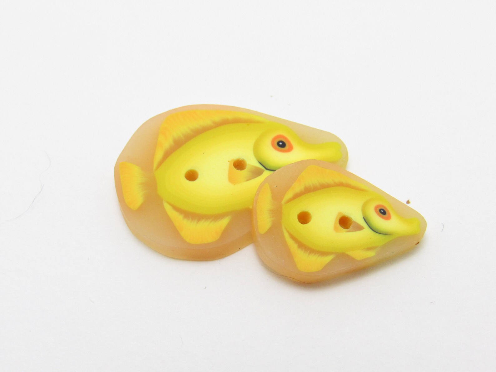 Angelfish Buttons, Yellow Tropical Fish, Polymer Clay Cane, Handmade ...