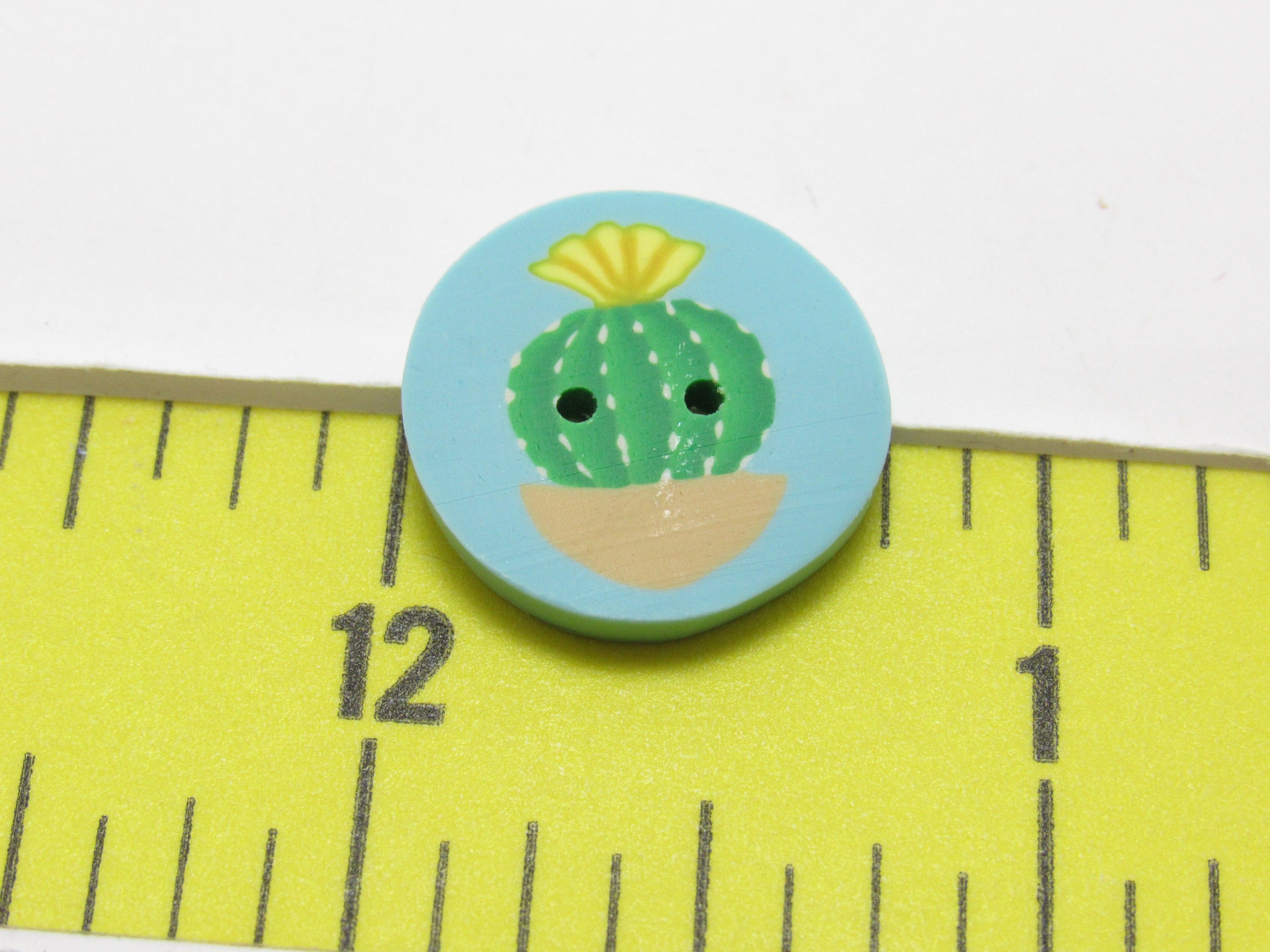 Cactus Succulent Buttons, Green Blue Brown, Polymer Clay, Handmade ...