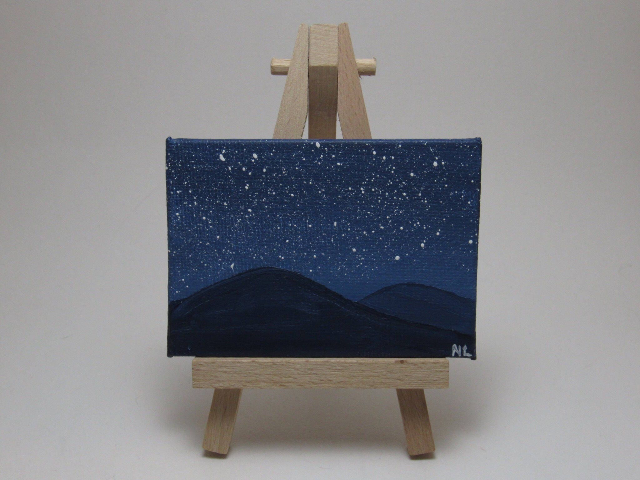 Starry Mountain Mini Painting Night Sky Scene Asheville - Etsy