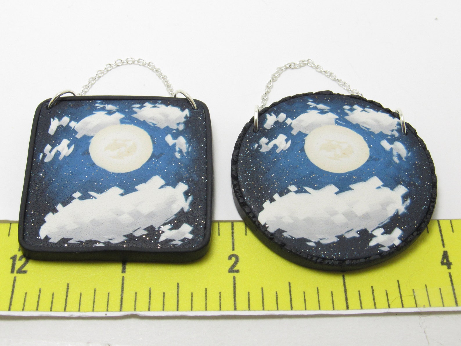 Moonlit Clouds Ornament, Christmas Decoration, Night Sky Scene, Blue ...