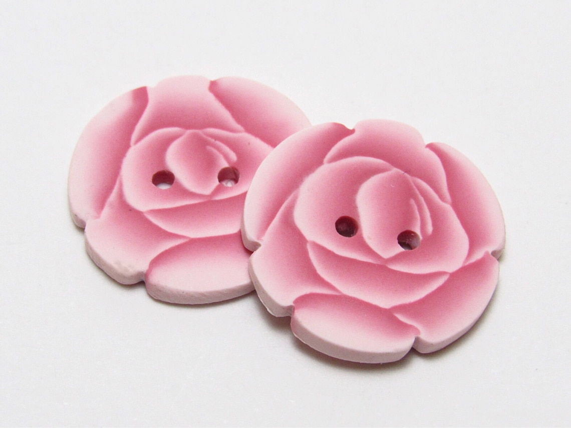 Handmade Rose Buttons Flower Buttons White Pink Red Polymer | Etsy