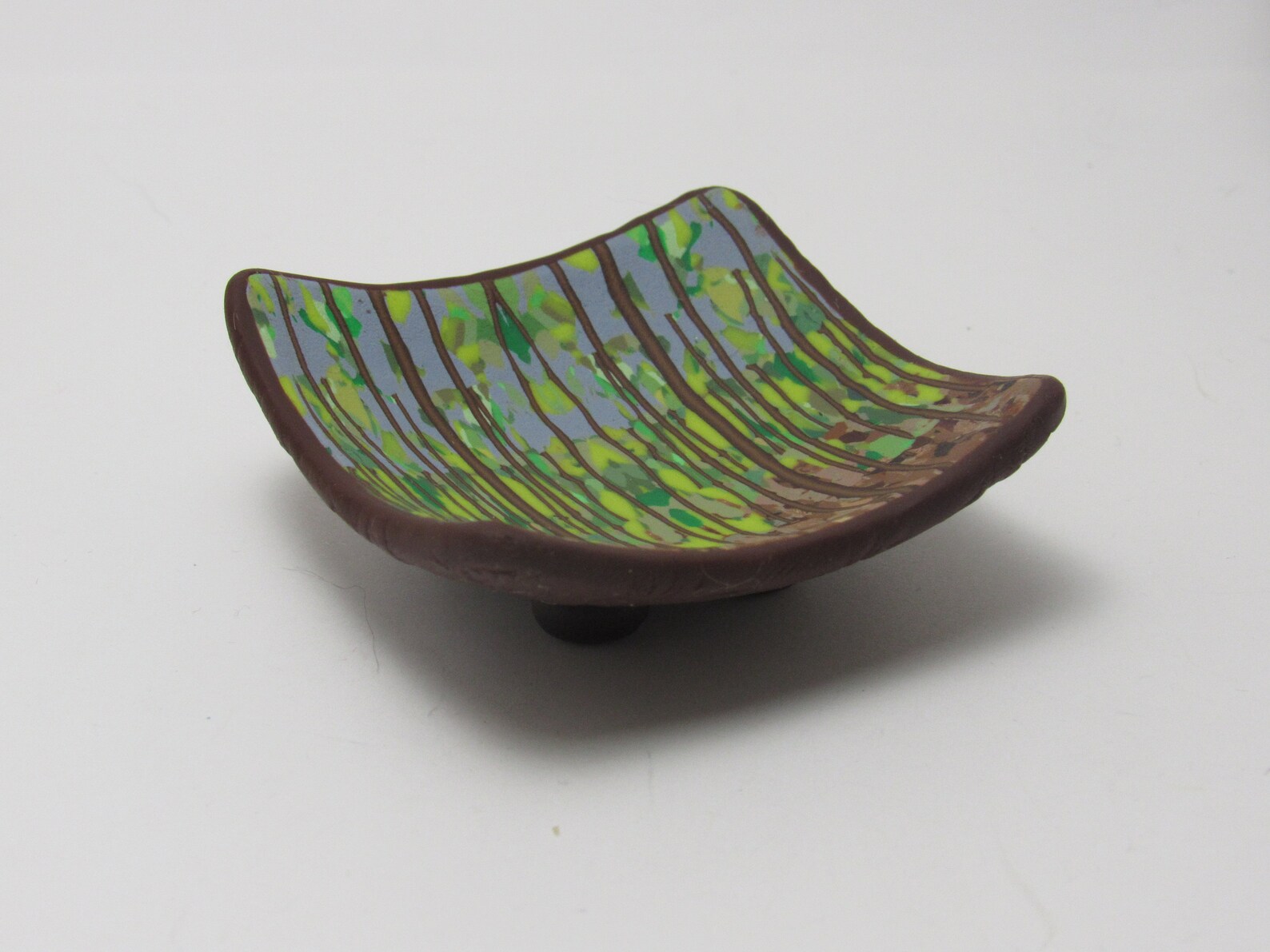 Forest Trinket Dish Tree Ring Bowl Landscape Scene Blue - Etsy