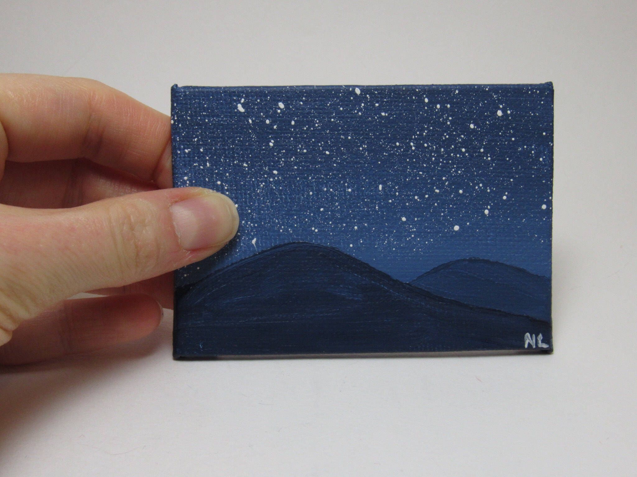 Starry Mountain Mini Painting Night Sky Scene Asheville - Etsy