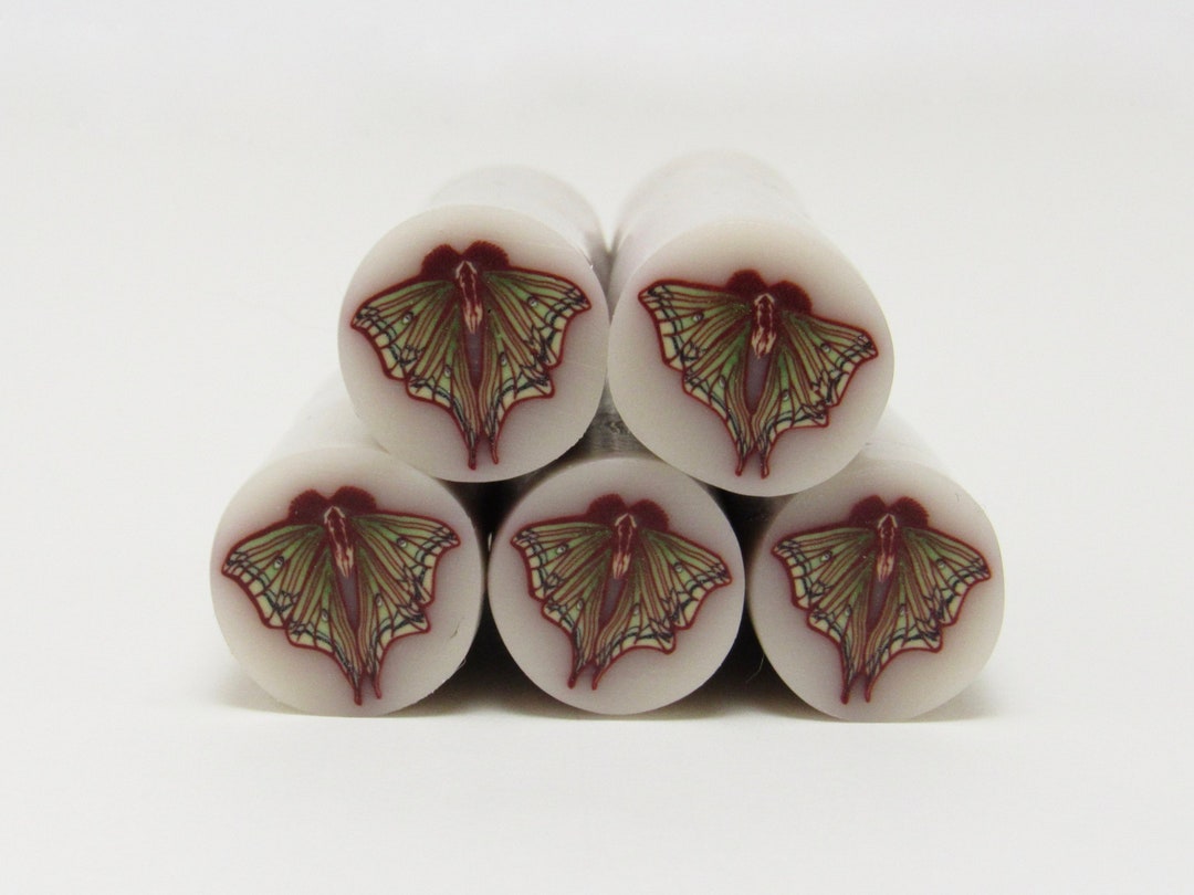 Spanish Moon Moth Cane, Raw Unbaked Polymer Clay, Green Beige Brown ...