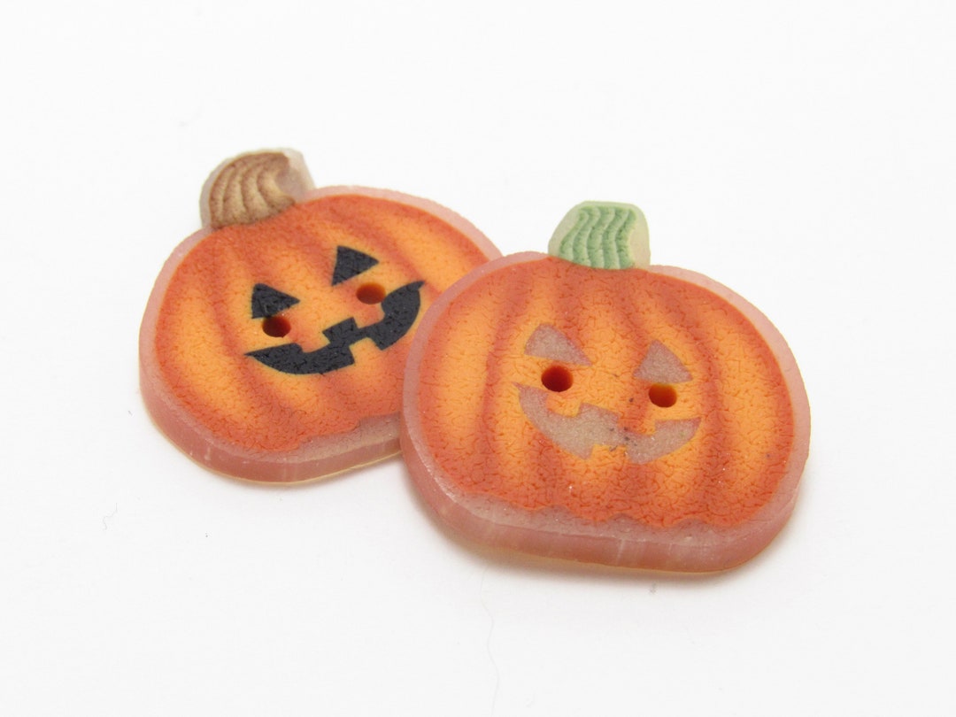 Jack-o-lantern Buttons, Orange Pumpkins, Polymer Clay, Accent Button ...