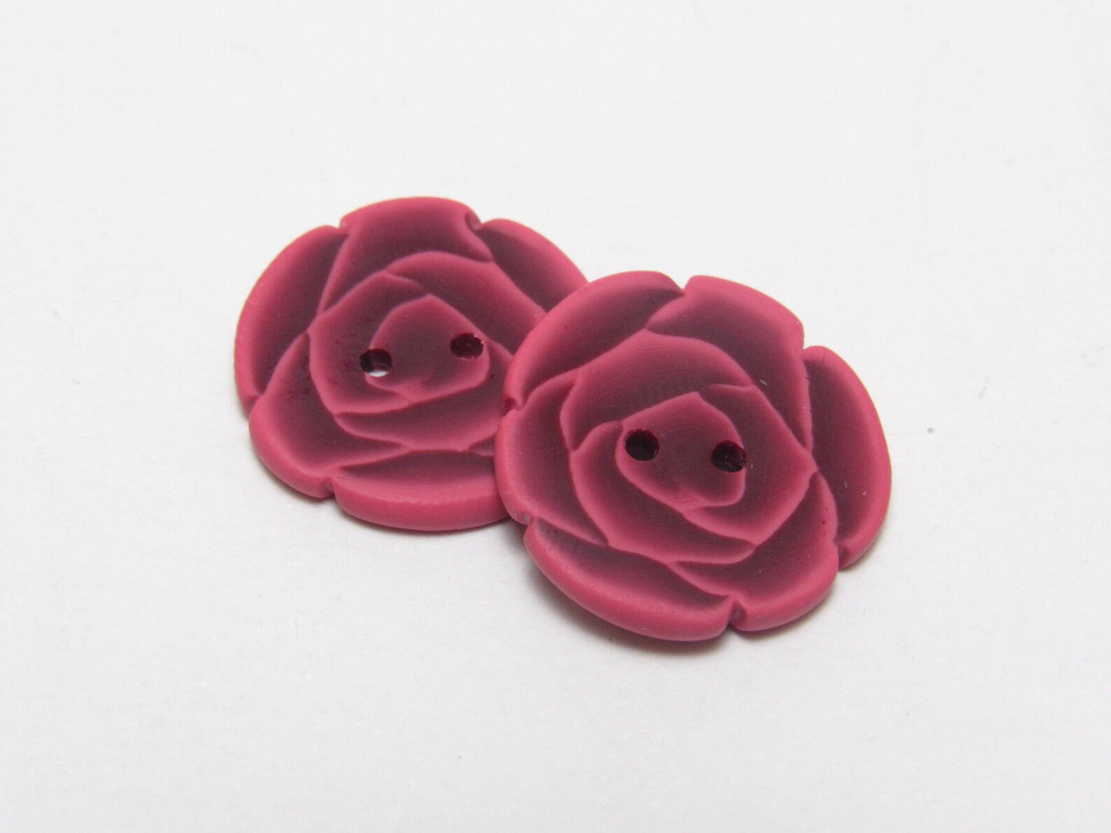 Handmade Rose Buttons Flower Buttons White Pink Red Polymer - Etsy