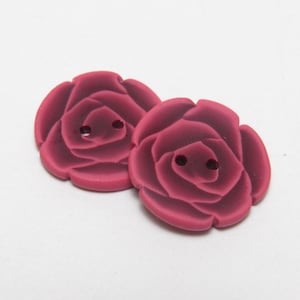Handmade Rose Buttons, Flower Buttons, White Pink Red, Polymer Clay ...