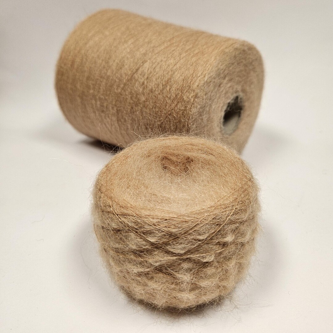 Camel Soft Alpaca Yarn on Cone, Fluffy Beige Wool Yarn Cakes 50g, Light ...