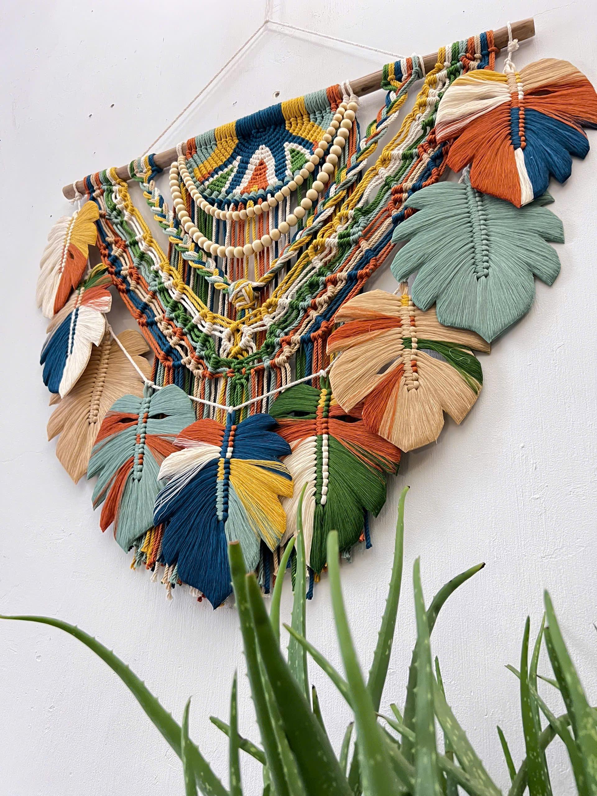 Extra Large Macrame Wall Hanging: Abstract Monstera Leaf Fiber Art - Etsy