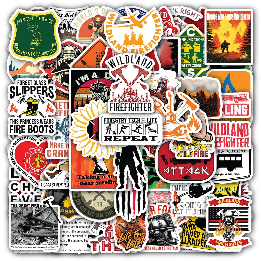 Wildland Firefighter Sticker Sheet -waterproof Vinyl Decals 60 Piece - Etsy