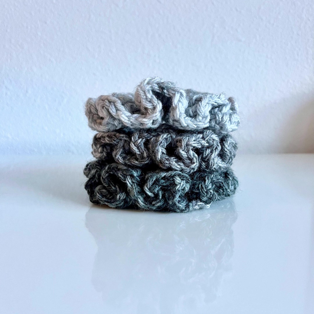 Set of 3 Crochet Scrunchies Heather Gray Scrunchie Gift Set - Etsy