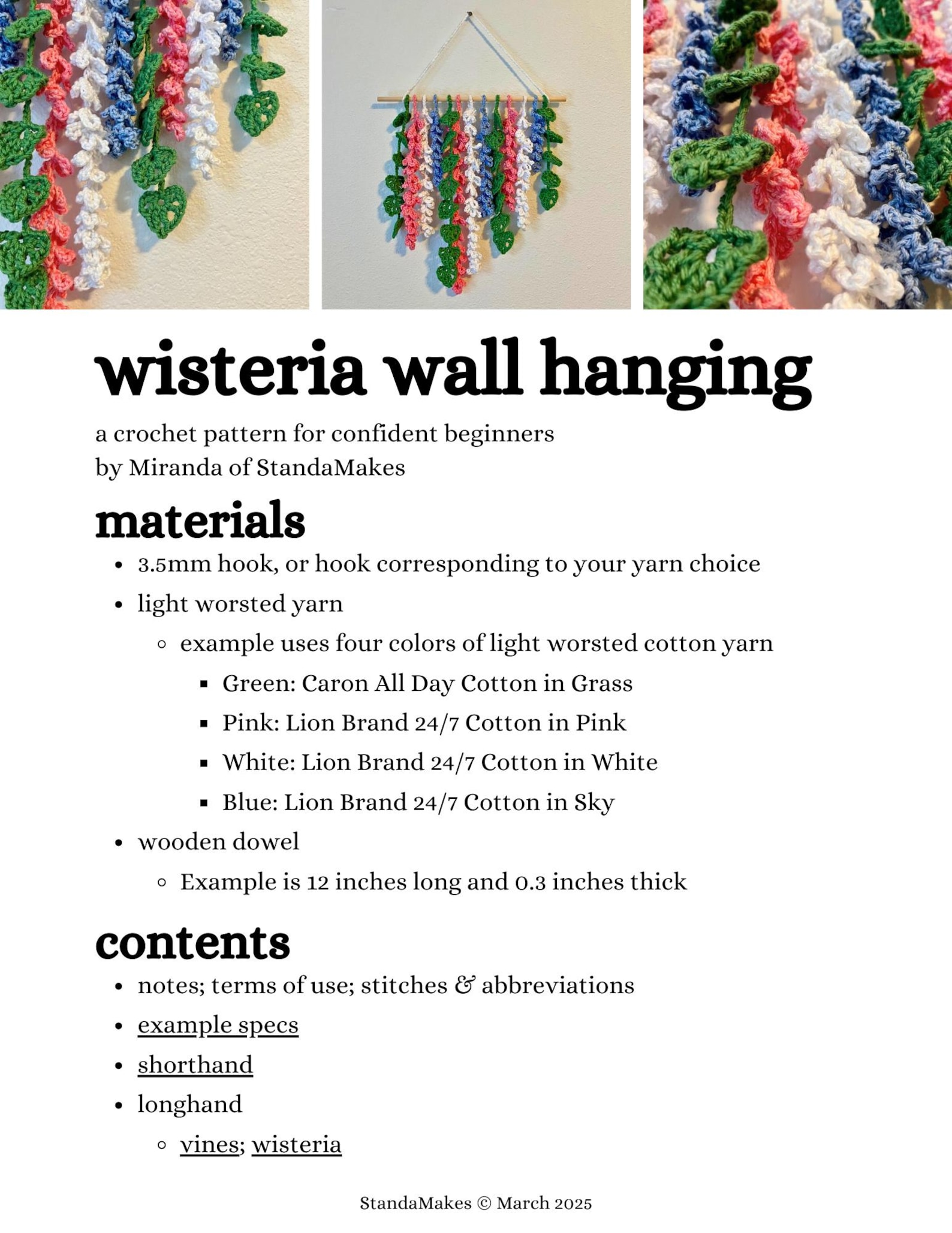 Crochet Pattern: Wisteria Wall Hanging | Flower Fairy Garland Artsy ...