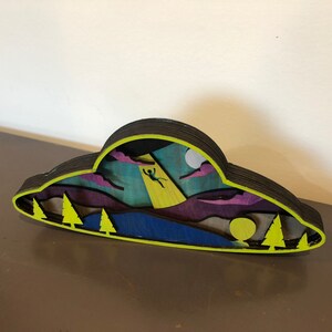 3D Stained Wood UFO Alien Abduction Scene With Spaceship Nested in a ...
