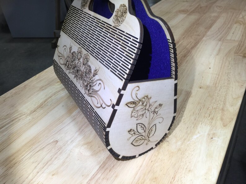 Lasercut Purse Svg,living Hinge Bag Svg, Wood Purse Roses Pattern Svg ...