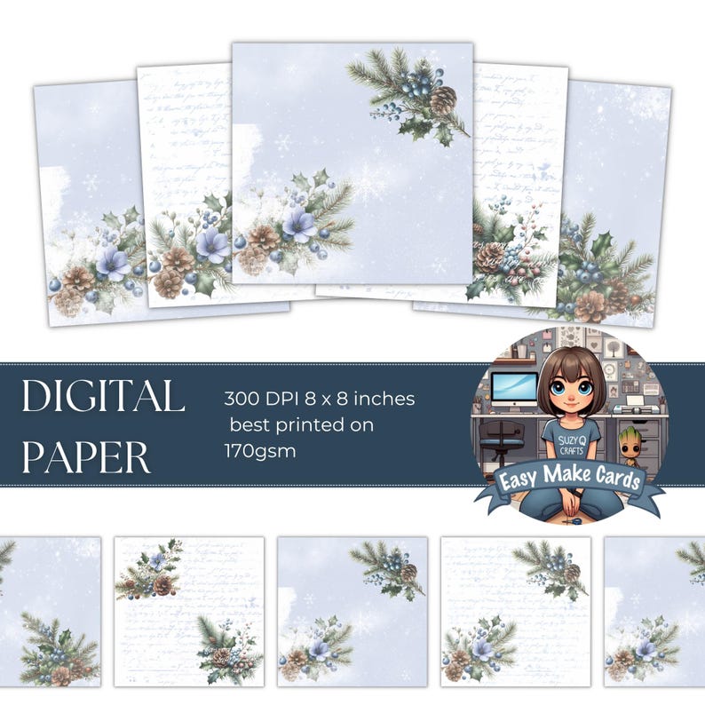 Christmas Collection Digital Paper| Christmas Card Making Kit Paper ...