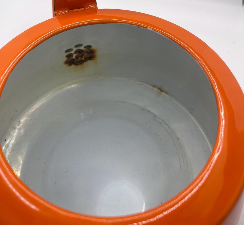 Retro Mid-mod Orange Teapot With Wooden Handle - Etsy