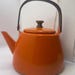 Retro Mid-mod Orange Teapot With Wooden Handle - Etsy