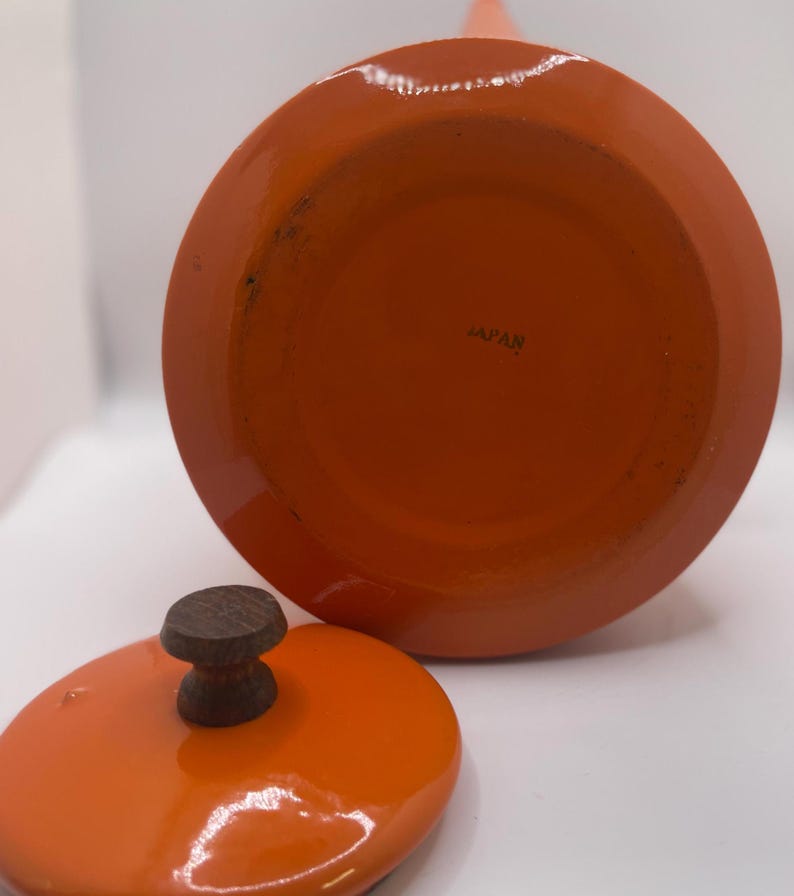 Retro Mid-mod Orange Teapot With Wooden Handle - Etsy