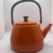 Retro Mid-mod Orange Teapot With Wooden Handle - Etsy