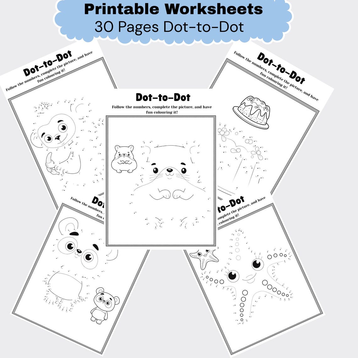 30 Printable Dot-to-dot Worksheets for Kids | Connect the Dots & Color ...